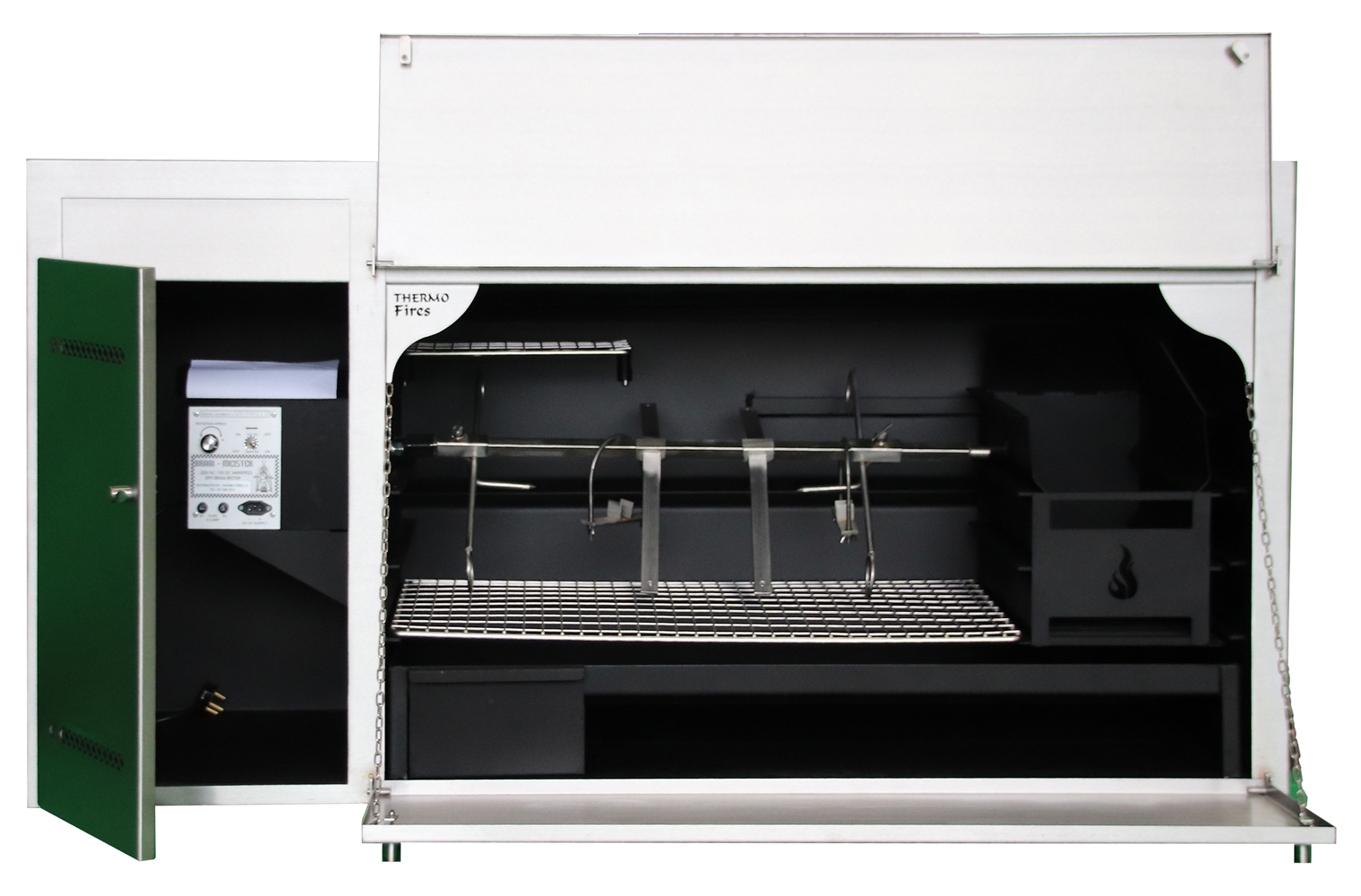 DeLuxe 1200mm mildsteel Spitbraai with 304 stainless steel doors