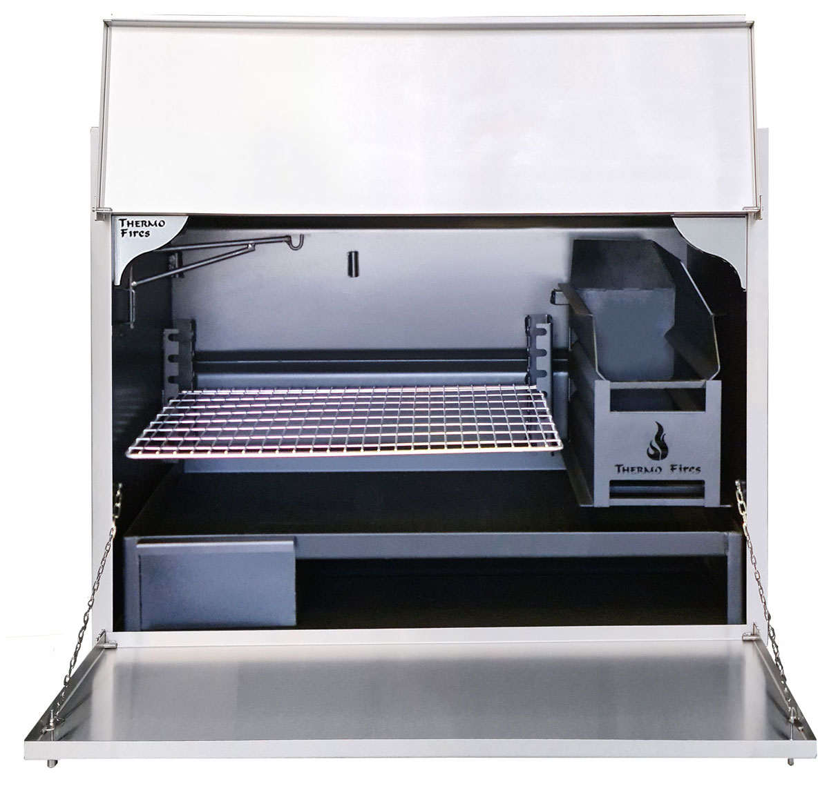 800mm deLuxe mildsteel Built-in Braai with stainless steel doors