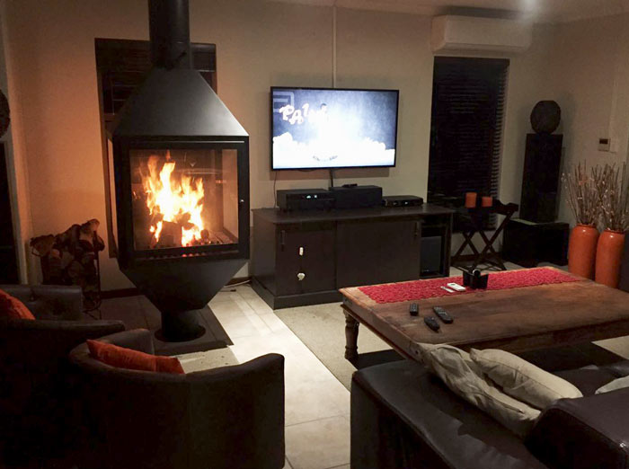 Square Glass Fireplace on tapered base