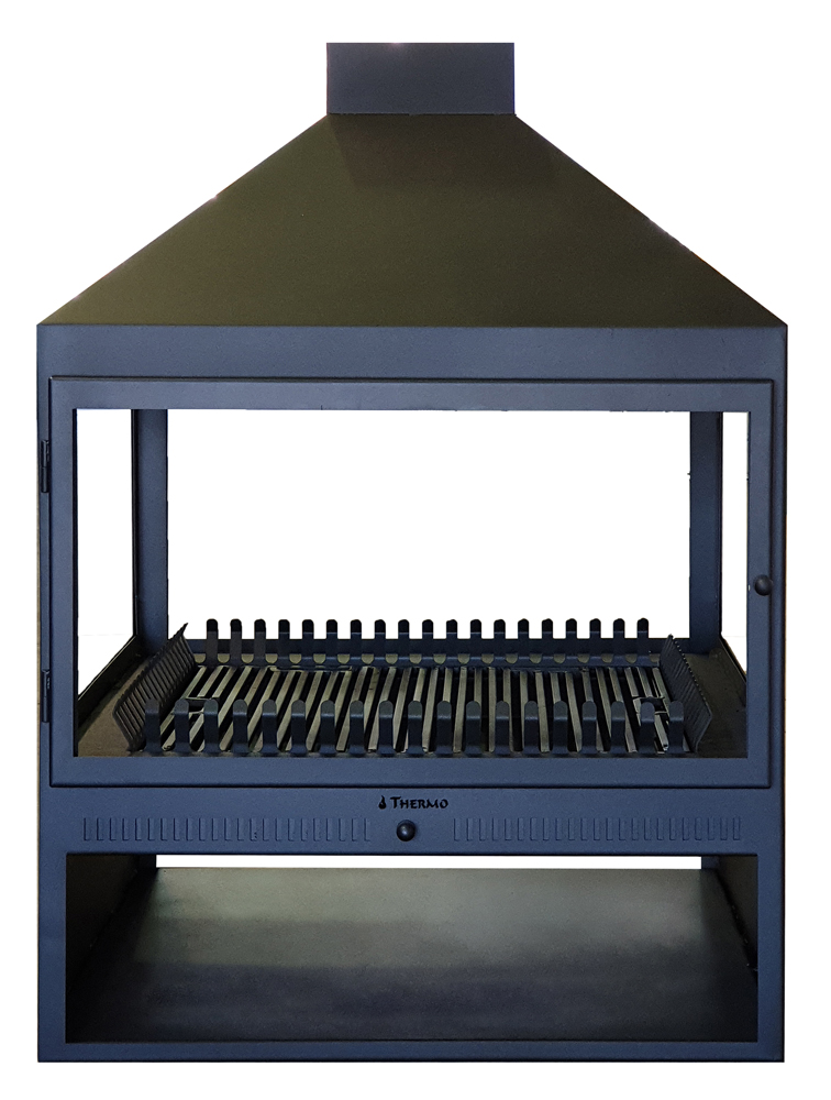 Square glass fireplace